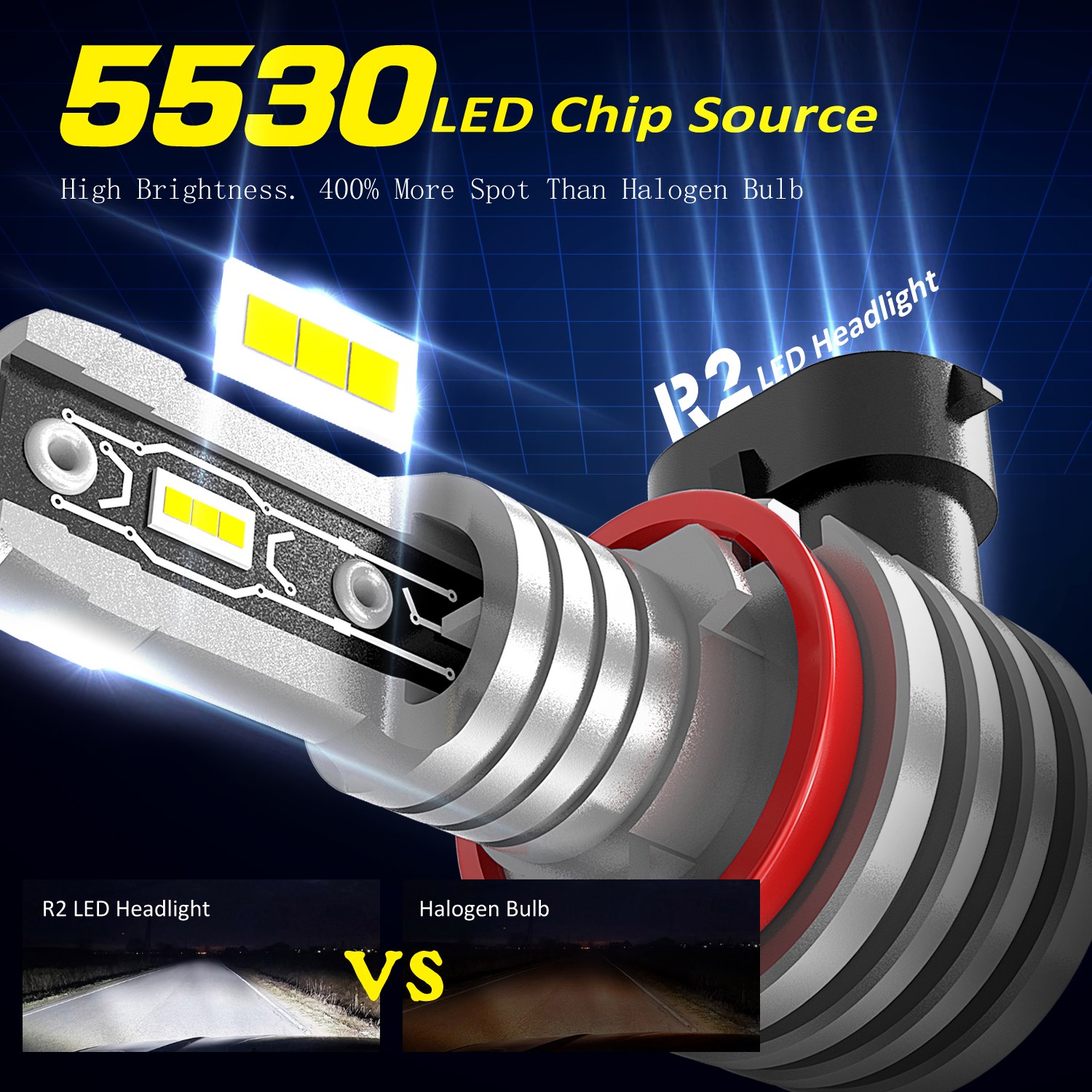 Fortek Electronics | 1:1 25W Direct Replacement R2 LED Headlight