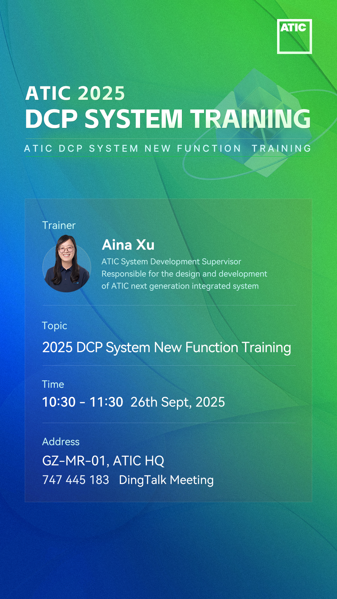 SEPTEMBER 2025 ATIC DCP SYSTEM TRAINING