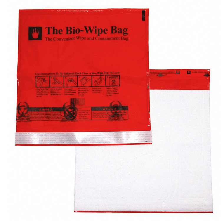 Bio-Wipe Bag, Red or yellow, 11.5" x12"